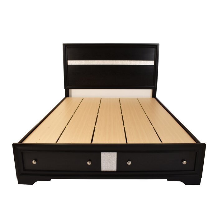 Traditional Matrix King 5 PC Storage Bedroom Set in Black made with Wood