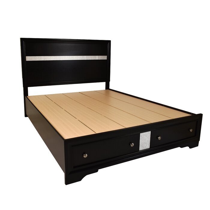 Traditional Matrix King 5 PC Storage Bedroom Set in Black made with Wood
